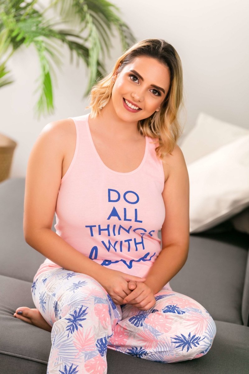 With Love Pink Tank + Floral Print Pants – Lunachi Nightwear